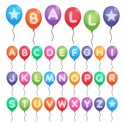 Inflated cartoon balloon alphabet letters and Vector Image