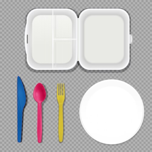 Disposable tableware realistic image Royalty Free Vector