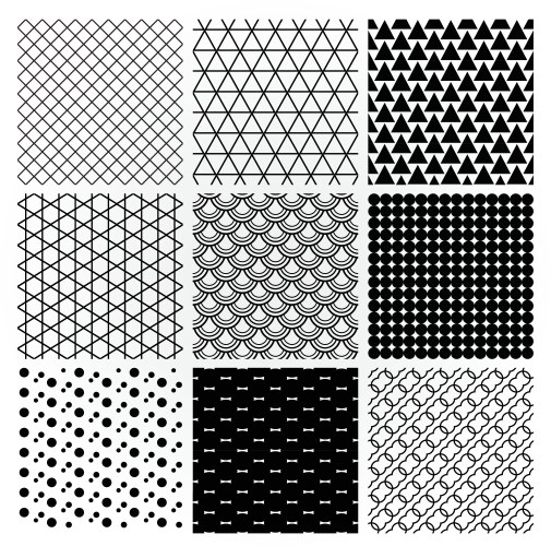 Geometric Monochrome Seamless Background Patterns Vector Image