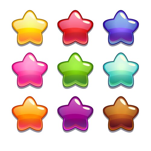 Cartoon wooden stars set Royalty Free Vector Image