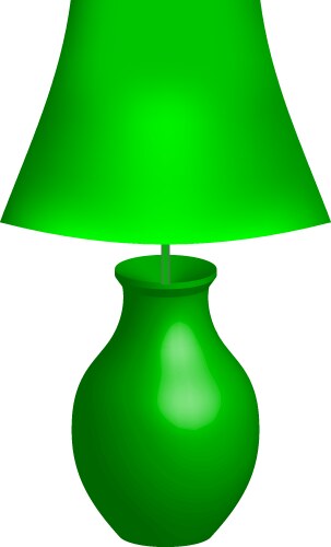 Table lamp with green shade in vintage style Vector Image