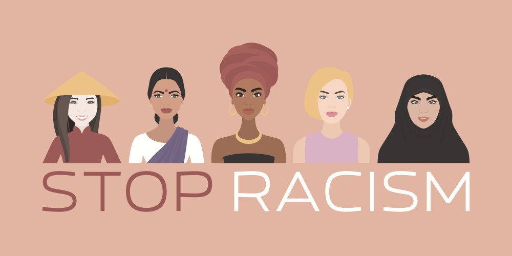 No to racism text message for protest action Vector Image