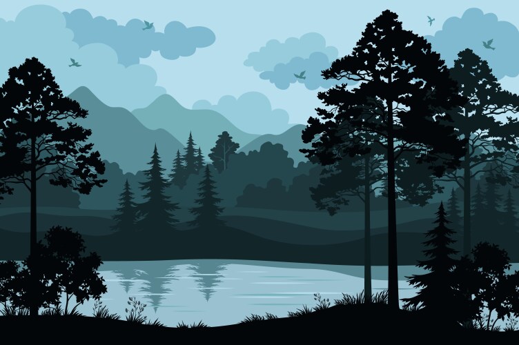Night Forest Landscape – Royalty-Free Vector | VectorStock