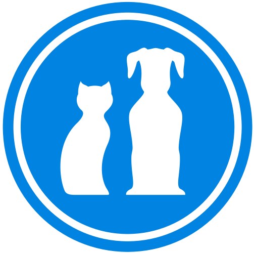 Blue veterinary icon with pets Royalty Free Vector Image