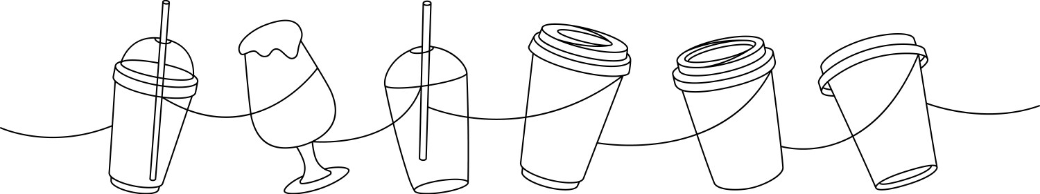 Coffee cups one line continuous drawing hand Vector Image
