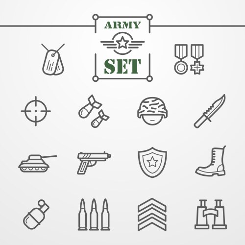 Military and army design element icon set Vector Image