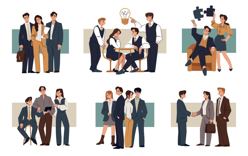 Business characters team work office people Vector Image