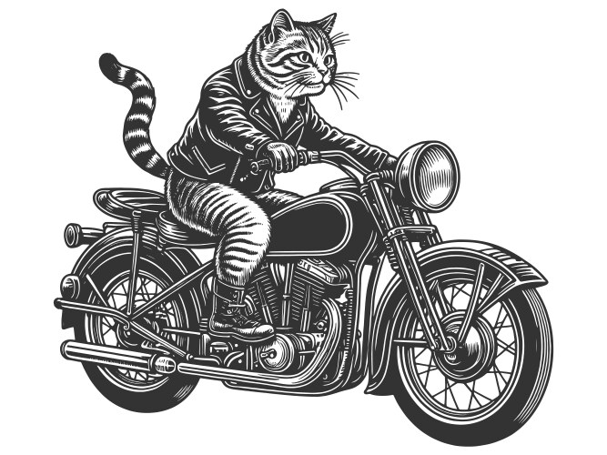 Tiger in leather jacket riding motorcycle Vector Image