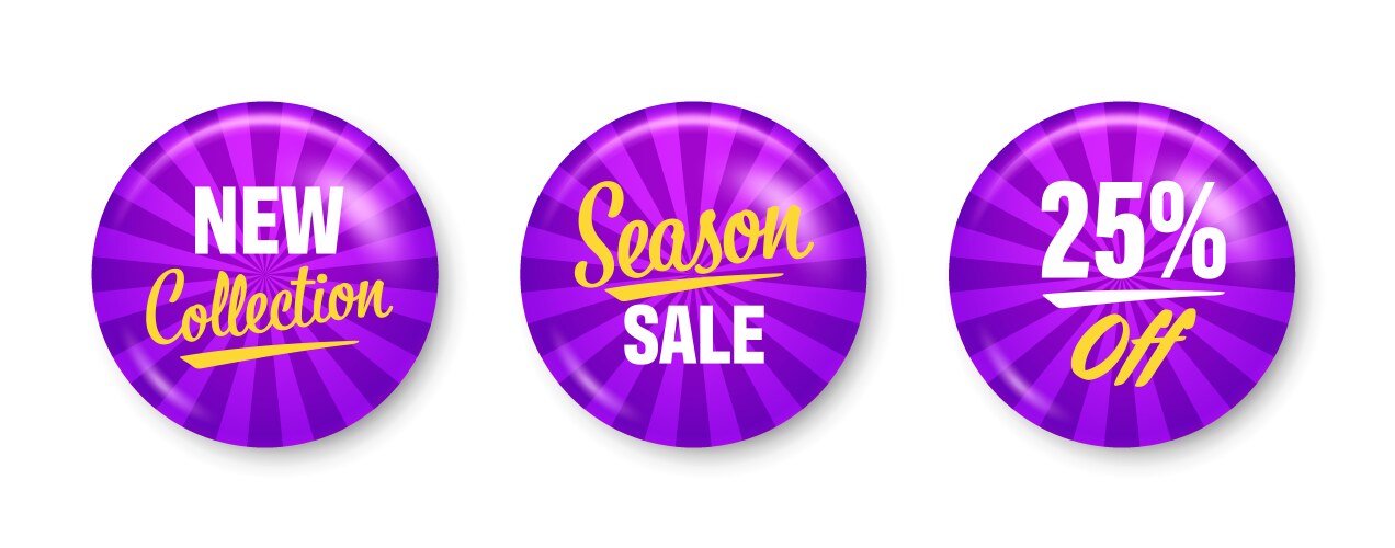 Realistic funky badges with text product Vector Image