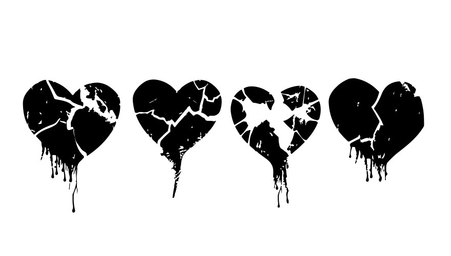 Broken heart gothic set love symbol romance emo Vector Image