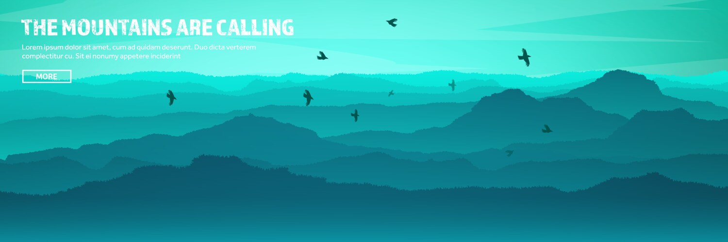 Mountains and forest header wild nature landscape Vector Image