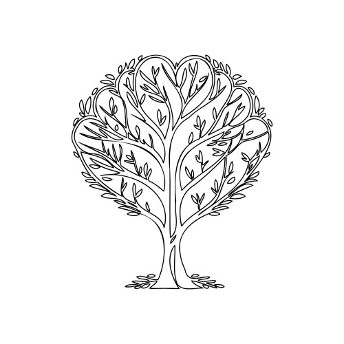 Tree love outline sketch Royalty Free Vector Image