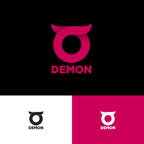 Demon logo angry face round symbol small horns Vector Image