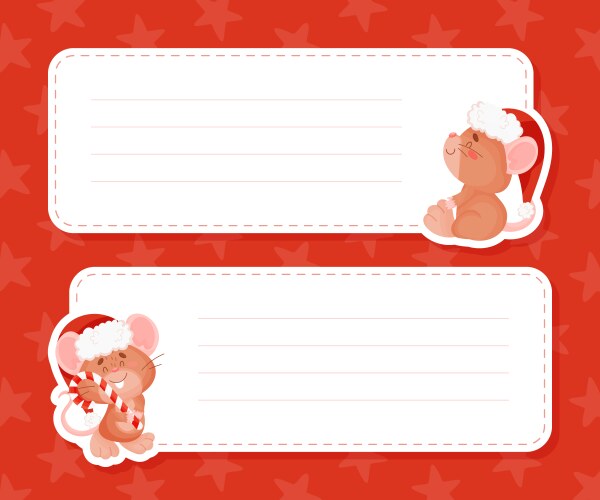 Empty note card with cute little mouse character Vector Image