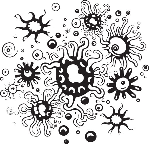 Infectious innovations bacteria and virus iconic Vector Image