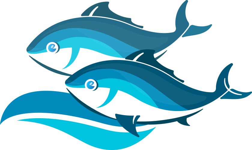 Two fishes in the water Royalty Free Vector Image