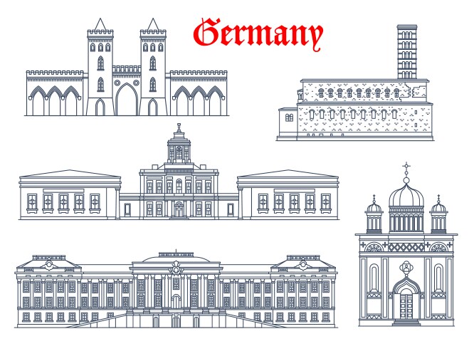 Architecture buildings of germany icons Royalty Free Vector