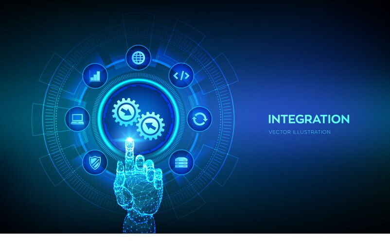 Integration data system system integration Vector Image