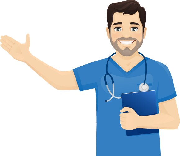Male nurse character set Royalty Free Vector Image