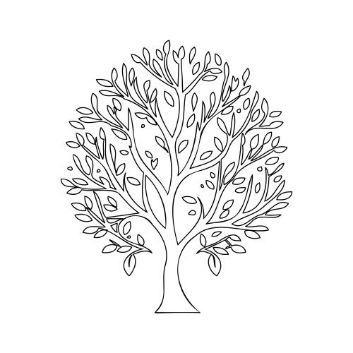 Tree love outline sketch Royalty Free Vector Image