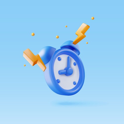 3d alarm clock square shape with power button Vector Image