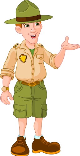Park ranger in uniform scout camping symbol Vector Image