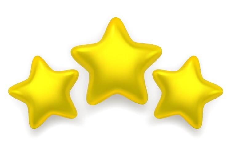 Three realistic shiny lucky stars isolated Vector Image