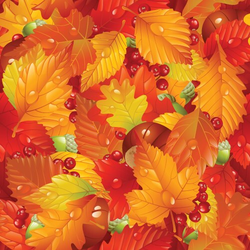 Autumn leaves seamless pattern Royalty Free Vector Image