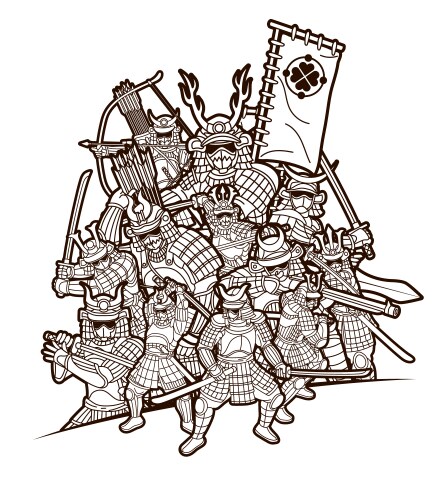 Samurai warrior line art Royalty Free Vector Image