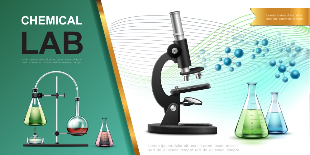 Realistic chemical laboratory template Royalty Free Vector
