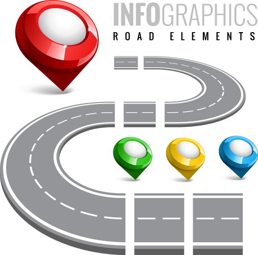 Road map infographic template with 5 pin pointers Vector Image