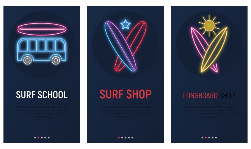 Surf neon icons Royalty Free Vector Image - VectorStock