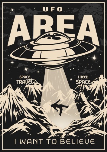 Ufo area colorful vintage flyer Royalty Free Vector Image