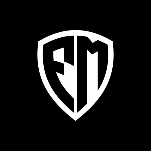 Fm logo monogram bold shield geometric shape Vector Image