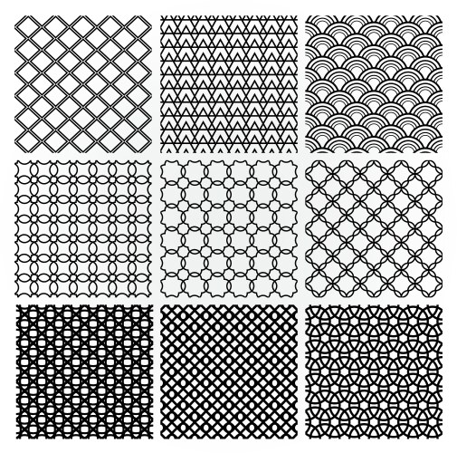 Geometric Monochrome Seamless Background Patterns Vector Image