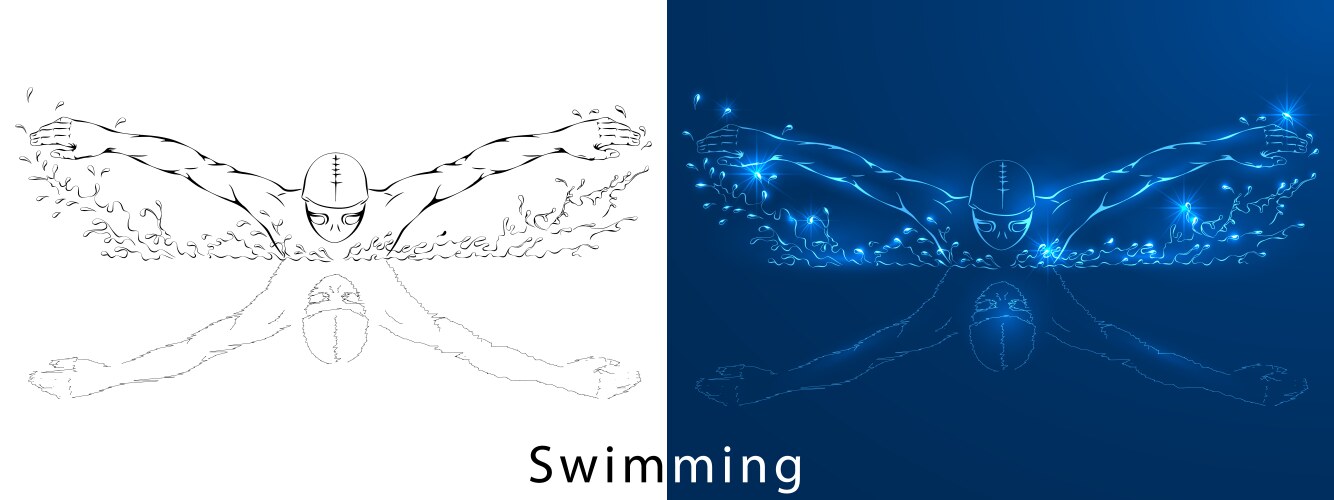 Group of people swimming together swimmer Vector Image