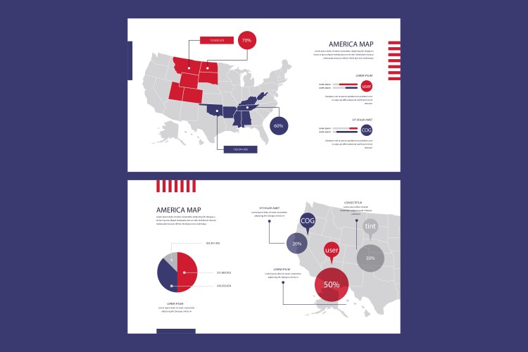 Infographic of america map in linear design Vector Image