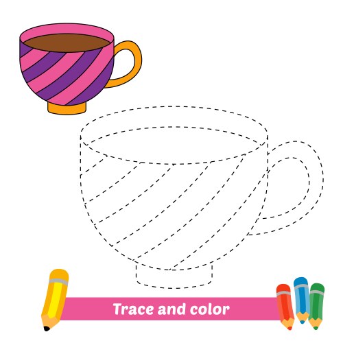 Trace and color for kids monkey Royalty Free Vector Image