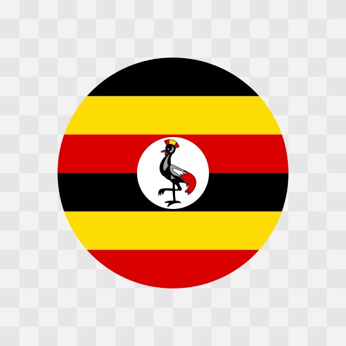 Glossy circle badge flag of uganda Royalty Free Vector Image