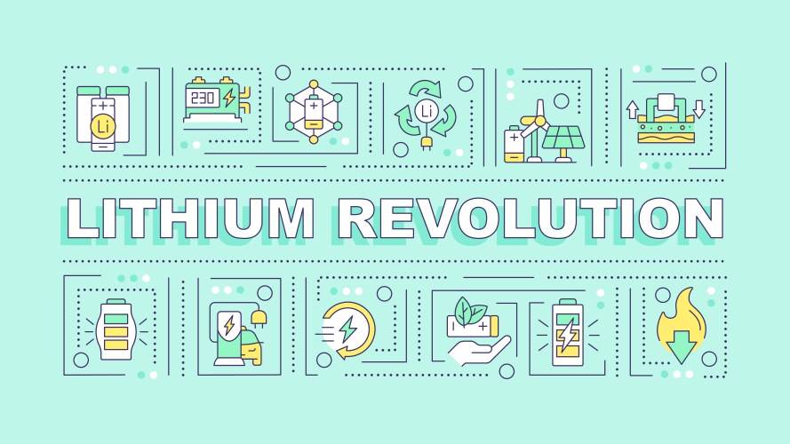 Lithium revolution green word concept Royalty Free Vector