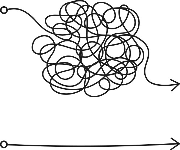 Messy line like hard and easy way flat linear Vector Image
