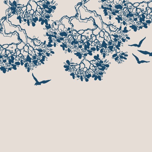 Birds flying in blue sky background Royalty Free Vector
