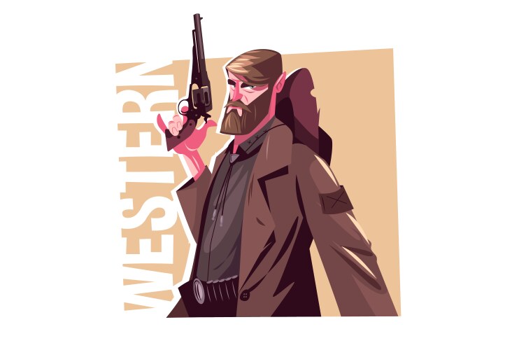 Cowboy aiming the gun Royalty Free Vector Image