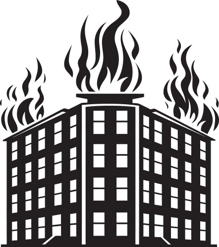 Emergency beacon building on fire black logo icon Vector Image