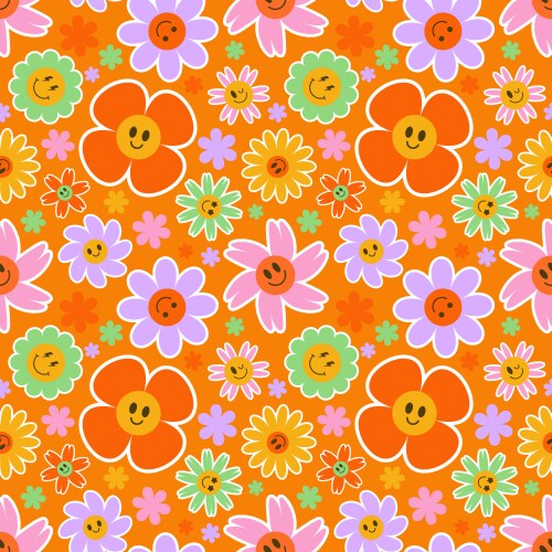 Y2k flower pattern groovy checkerboard with daisy Vector Image