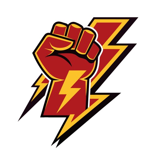 Protest fist with lightning people protesting Vector Image