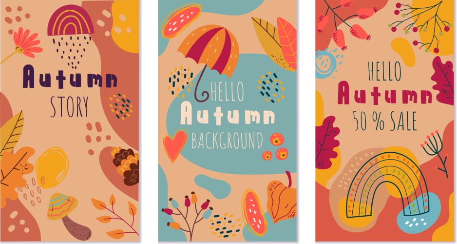 Abstract hello autumn boho flyers banners Vector Image