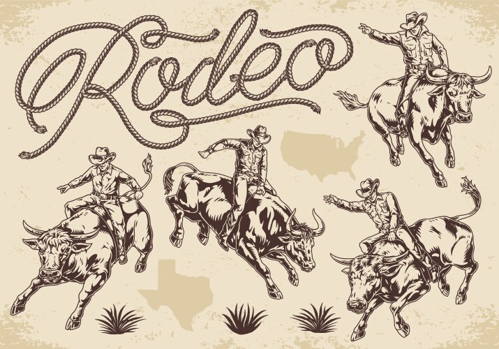 Rodeo emblem set Royalty Free Vector Image - VectorStock