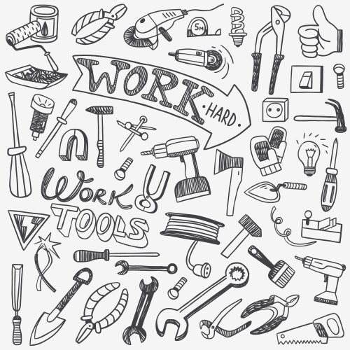 Work tools - doodles Royalty Free Vector Image
