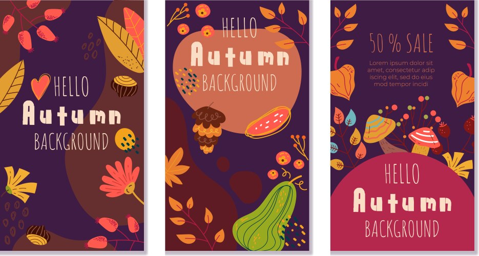 Abstract hello autumn boho flyers banners Vector Image